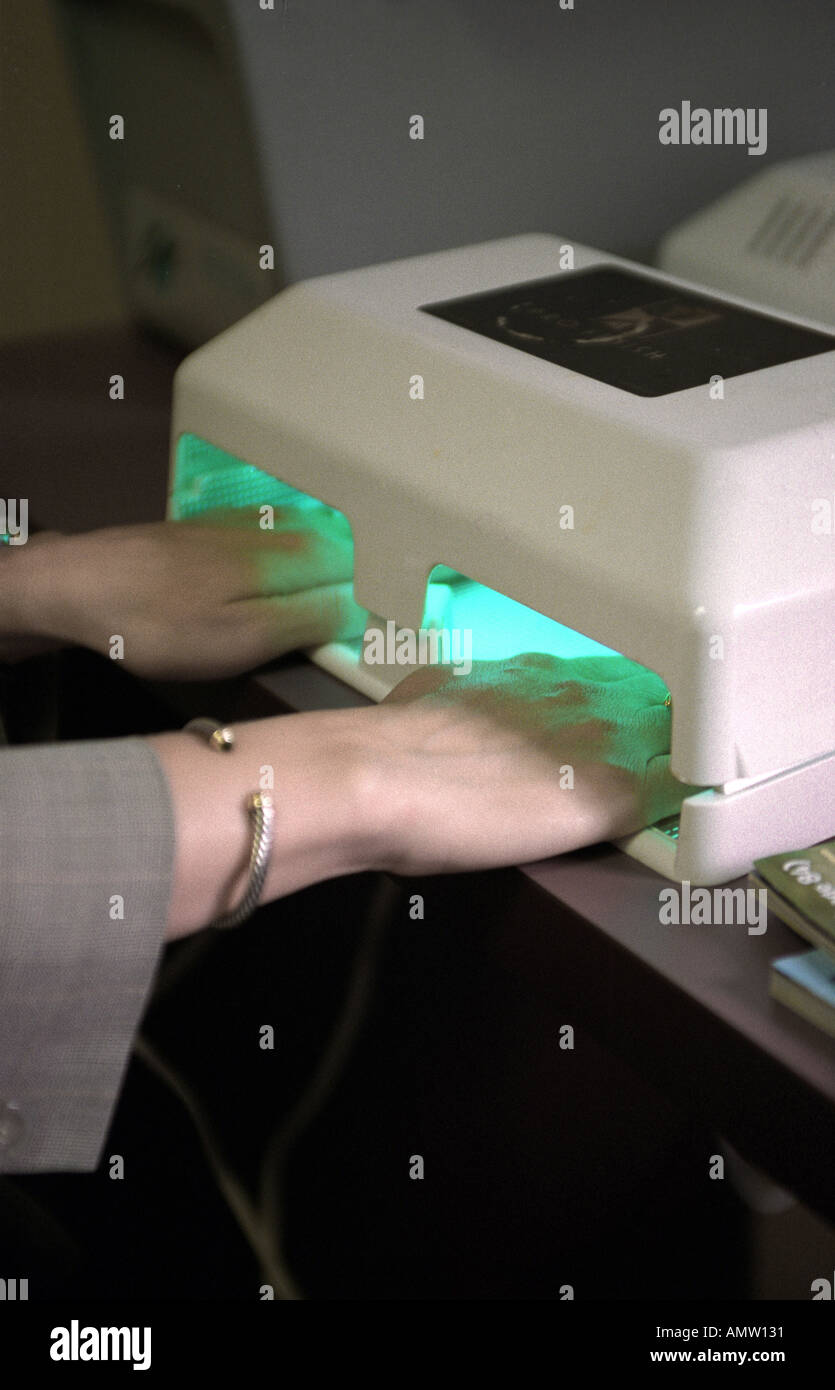 Ultra violet light used in the drying of finger nail polish in the ...