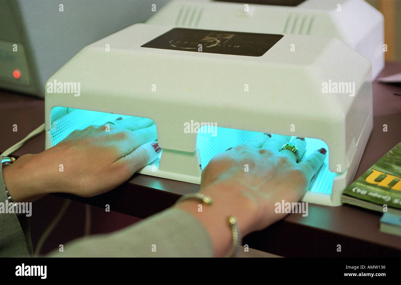 Ultra violet light used in the drying of finger nail polish in the ...