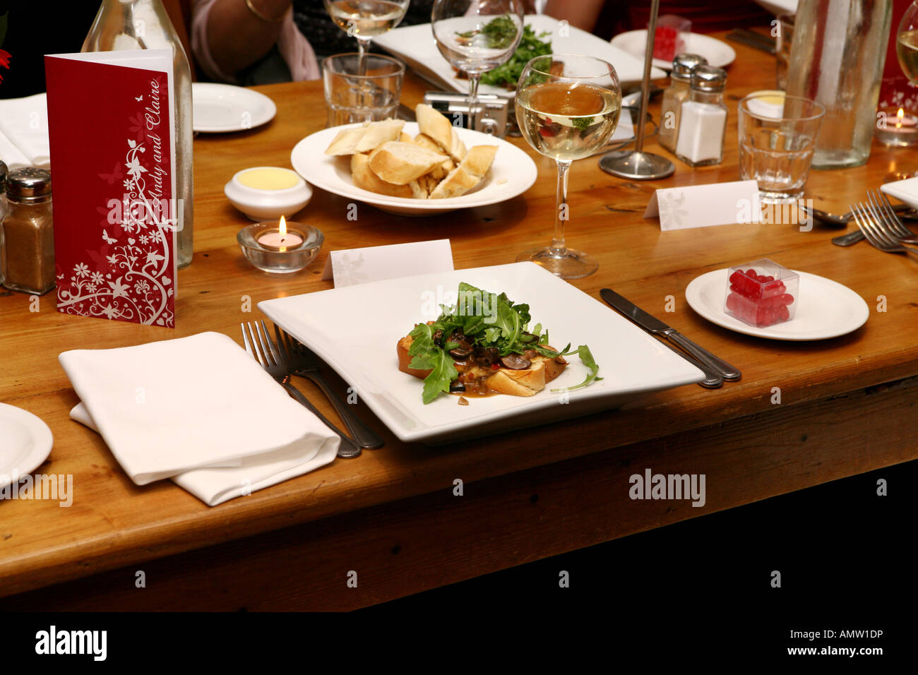 Starter laid out ready in restaurant for wedding reception Stock Photo ...