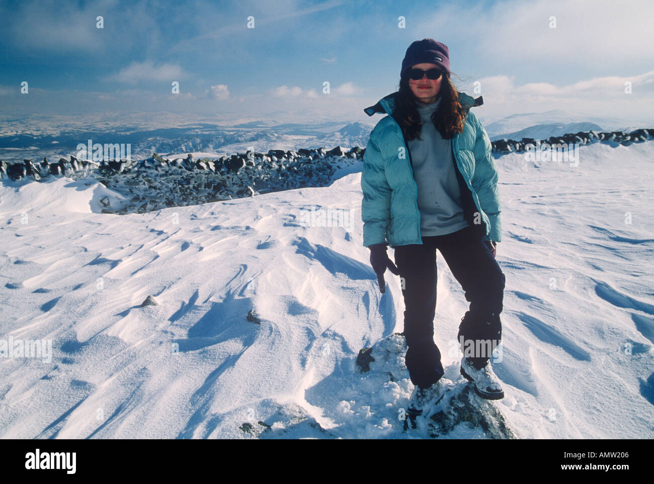 Young Girl Foel Fras Carneddau Mountains Snowdonia North West Wales ...