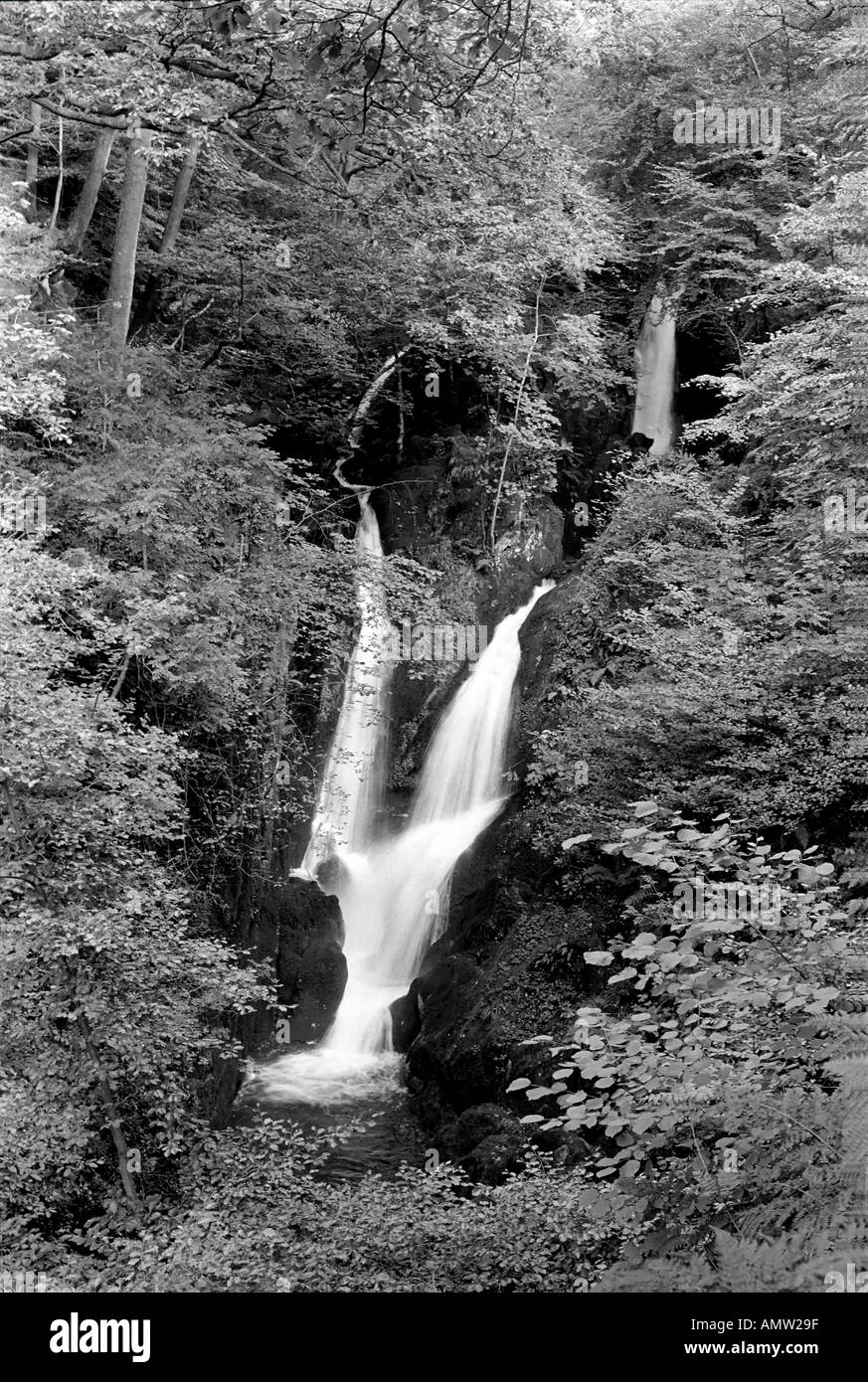 Waterfall discovered on walk in lake district Stock Photo - Alamy