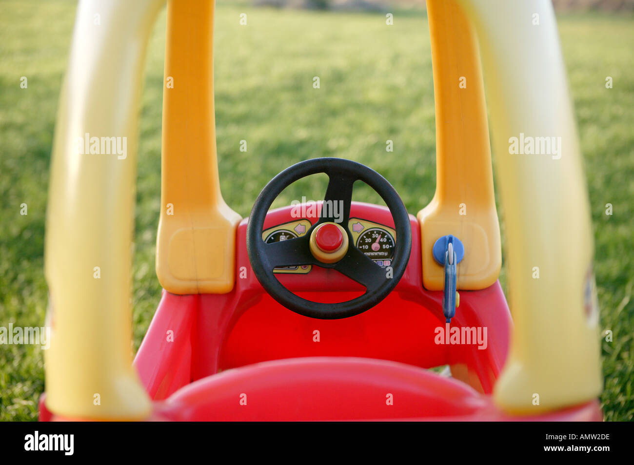 red and yellow childs toy car Stock Photo - Alamy
