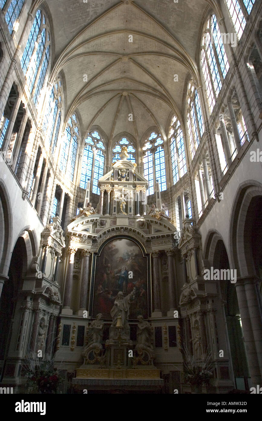 Stained Glass Window inside a french church france Stock Photo - Alamy