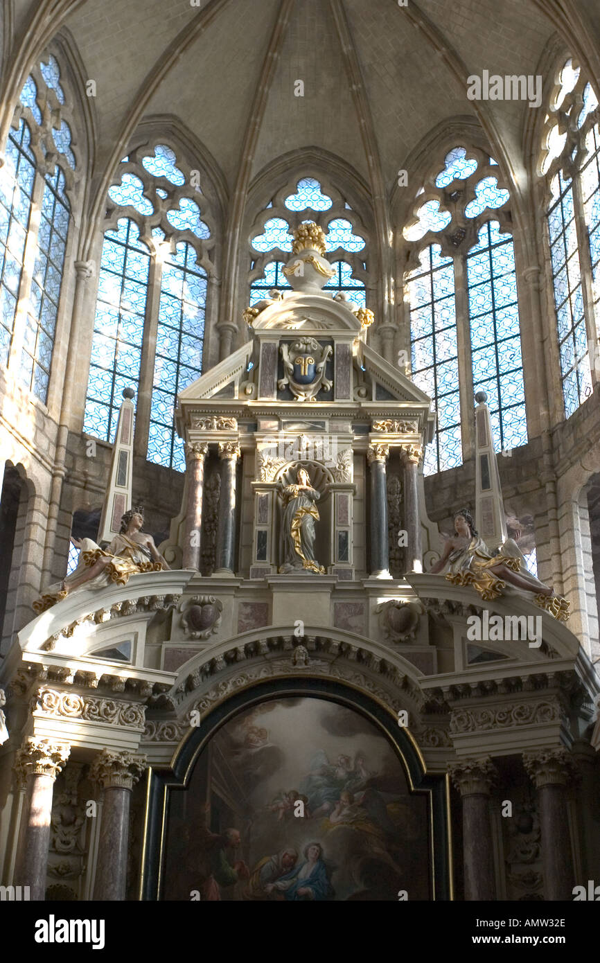 Stained Glass Window inside a french church france Stock Photo - Alamy