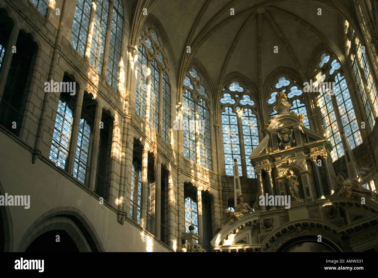 Stained Glass Window inside a french church france Stock Photo - Alamy
