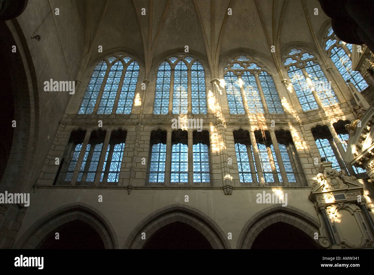 Stained Glass Window inside a french church france Stock Photo - Alamy