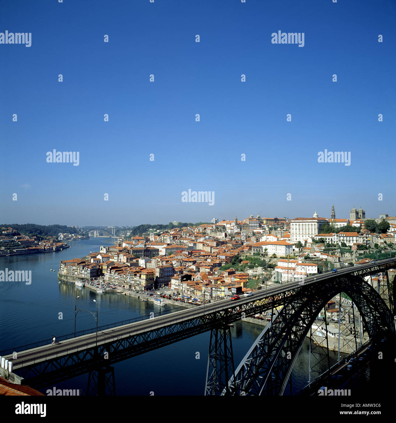PORTUGAL PORTO SKYLINE WITH PONTE RODOVIARA DOM LUIS 1 BRIDGE BUILT IN ...