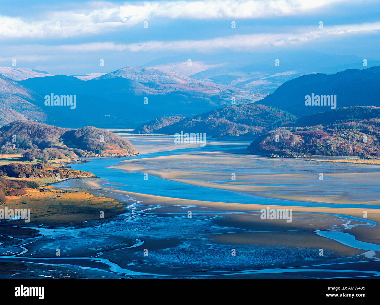 The estuary of the River Mawddach near Barmouth Snowdonia National Park ...
