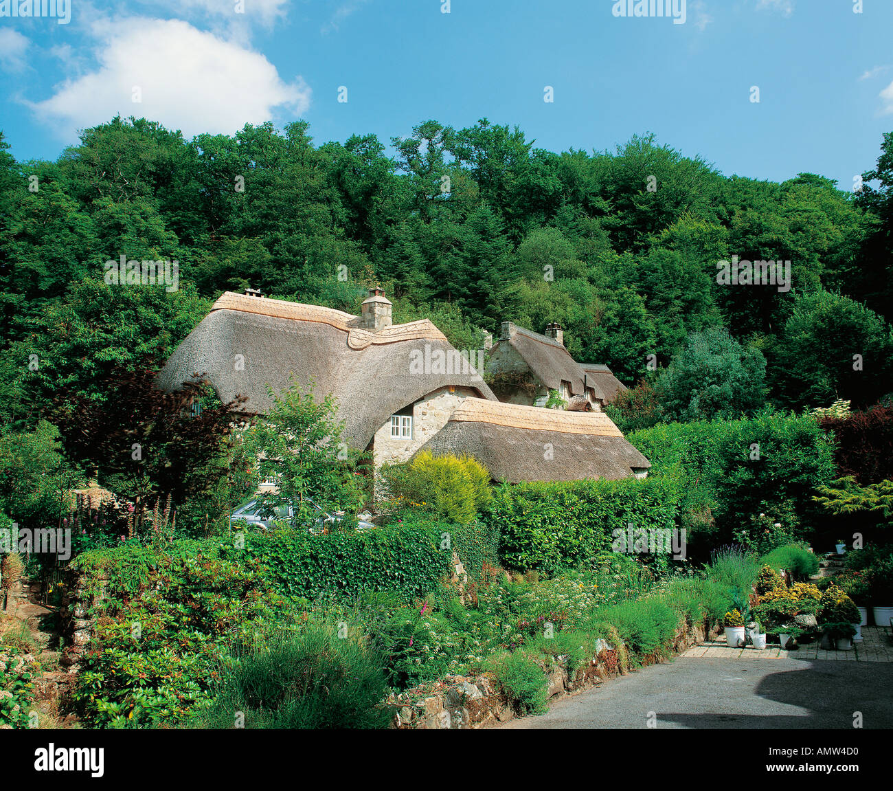 Thatched cottages near Ashburton Dartmoor National Park Devon Great ...