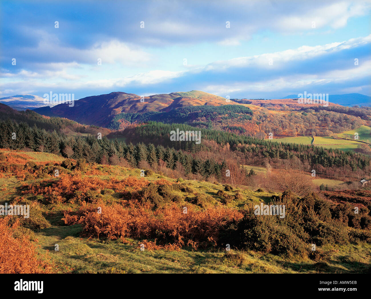 A view across the mountains of southern Snowdonia National Park, near ...