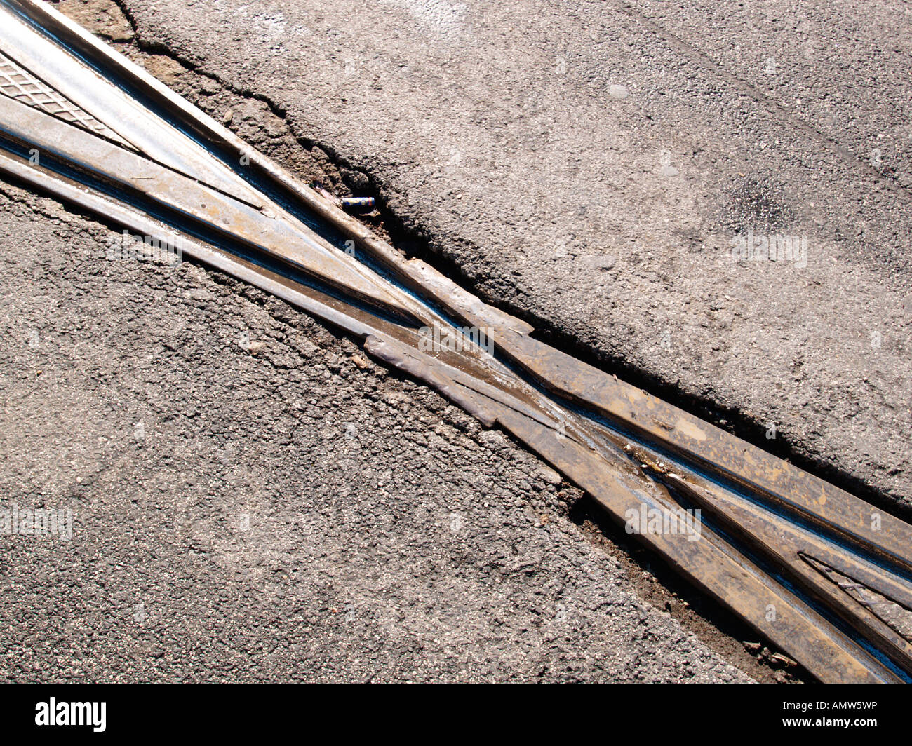 tram lines crossing over Stock Photo - Alamy