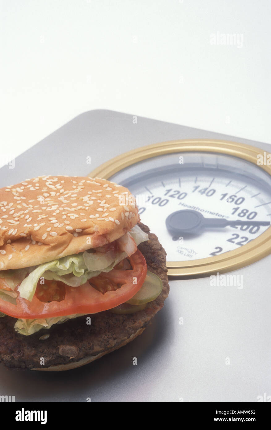 Hamburger on Scale Stock Photo - Alamy