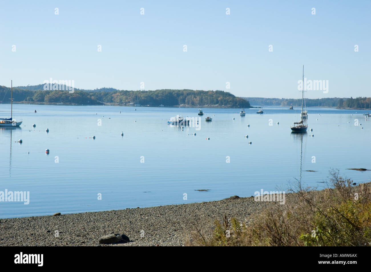 Castine Maine Early Morning Boats On Bagaduce River Stock Photo - Alamy