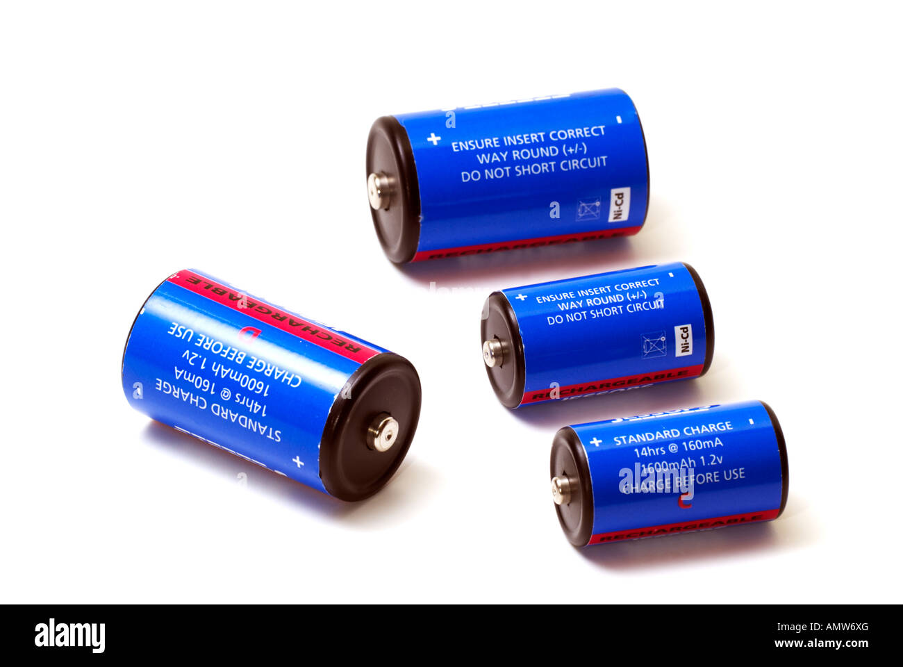 Blue and red "Size D" and "size C" rechargeable batteries Stock Photo ...