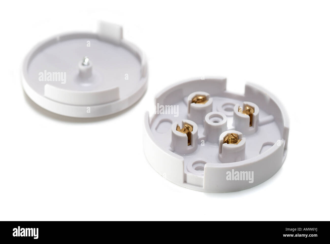 white" 20 amp" "250 volt" electrical junction box and screw cover Stock ...