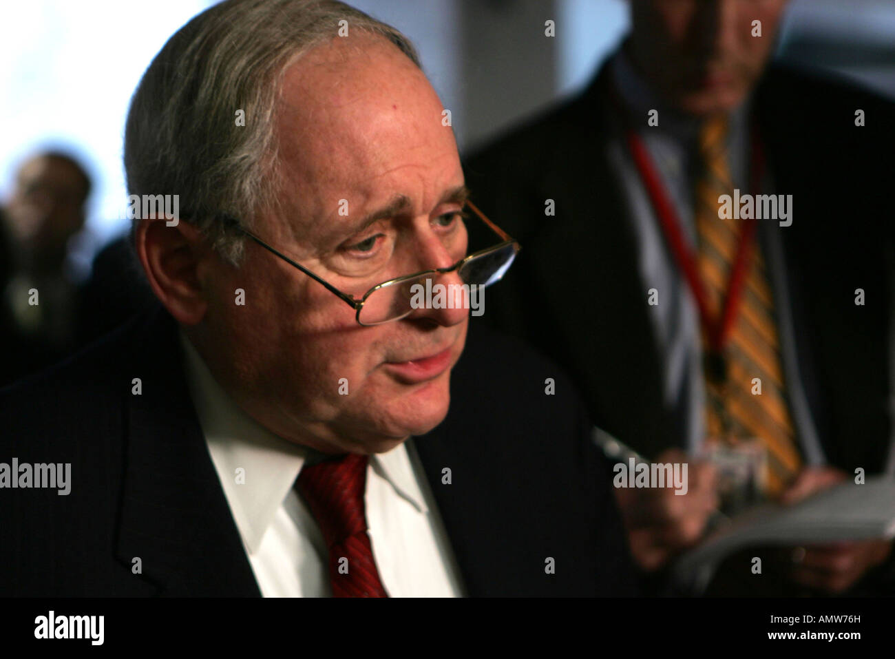 Senator Carl Levin D- MI talks to media after a hearing of the Armed ...