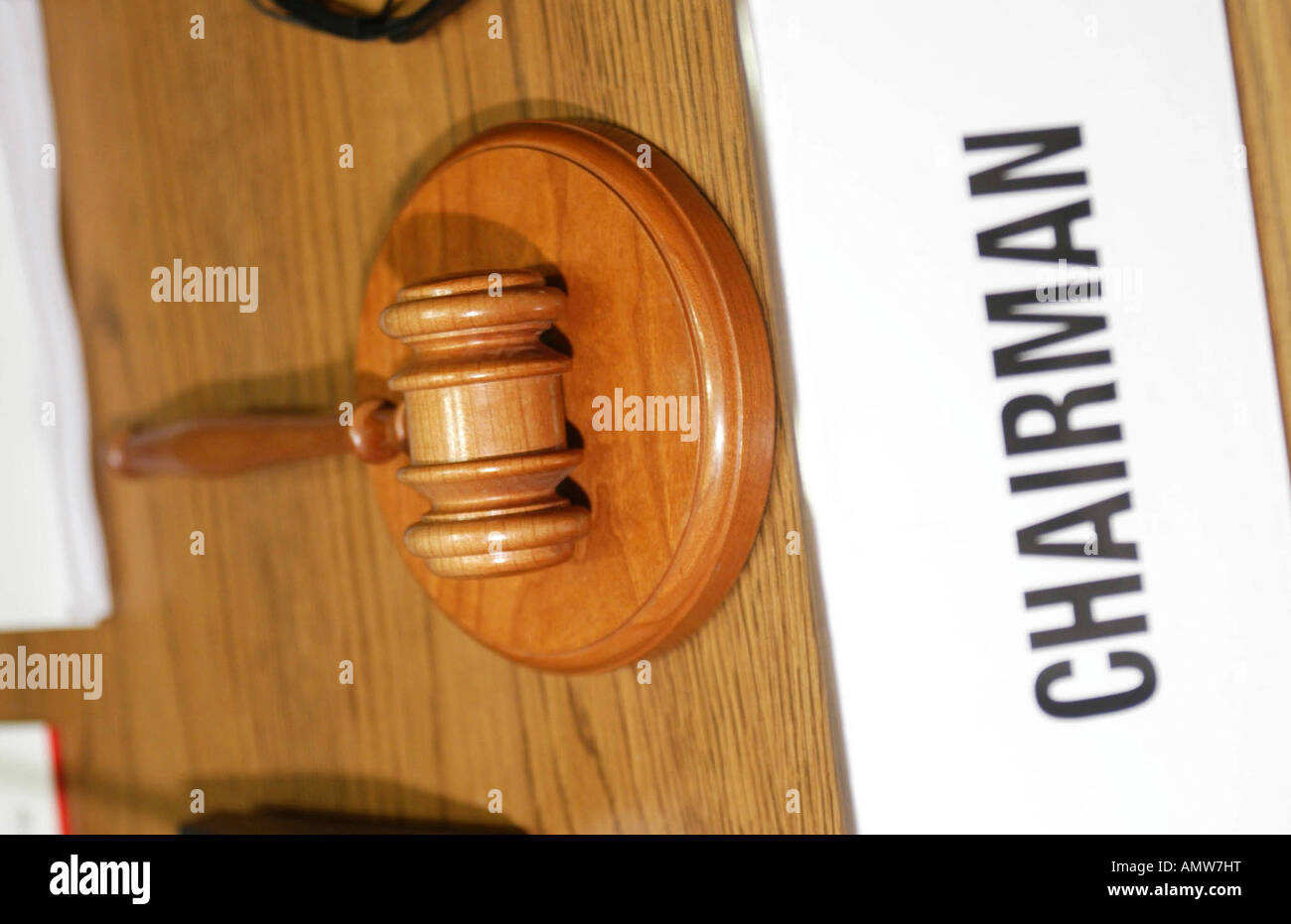A gavel in front of the Chairman's position Stock Photo - Alamy