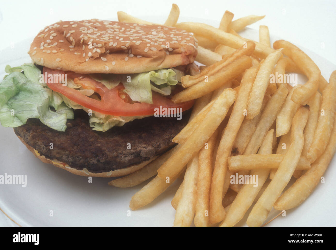 Burger with fries Stock Photo - Alamy
