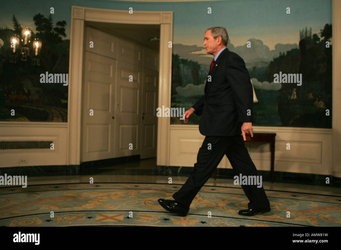 President George W Bush leaves the the Diplomatic Reception Room of the ...
