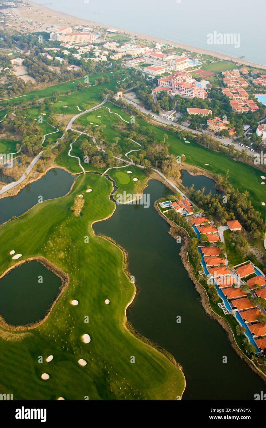Golf course Kempinski Hotel aerial Belek Antalya Turkey Stock Photo - Alamy