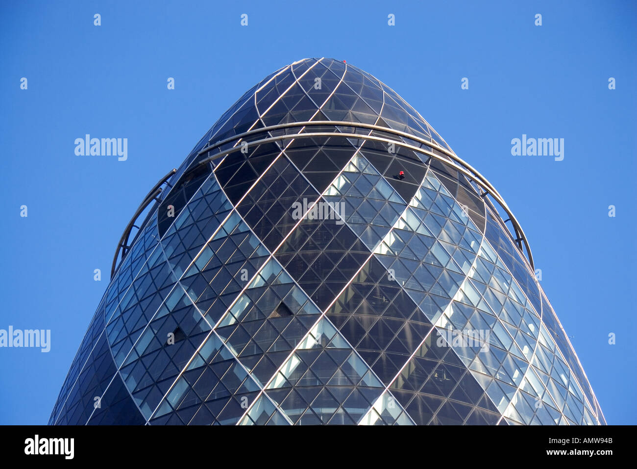 The top of the Gherkin building tower in London Stock Photo - Alamy