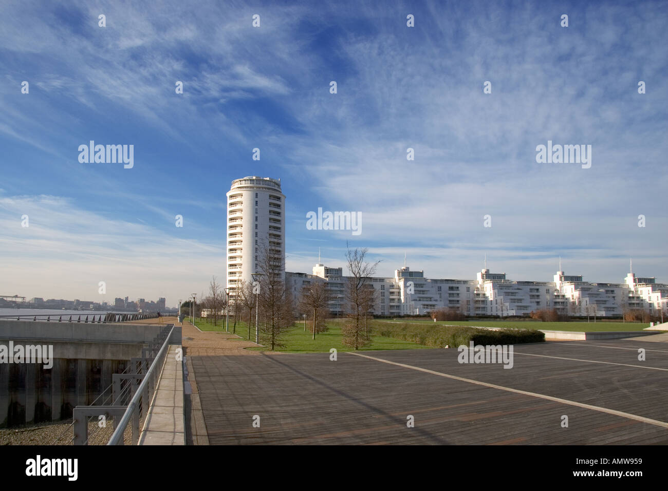 Residential apartment block by river Thames in London UK Stock Photo ...