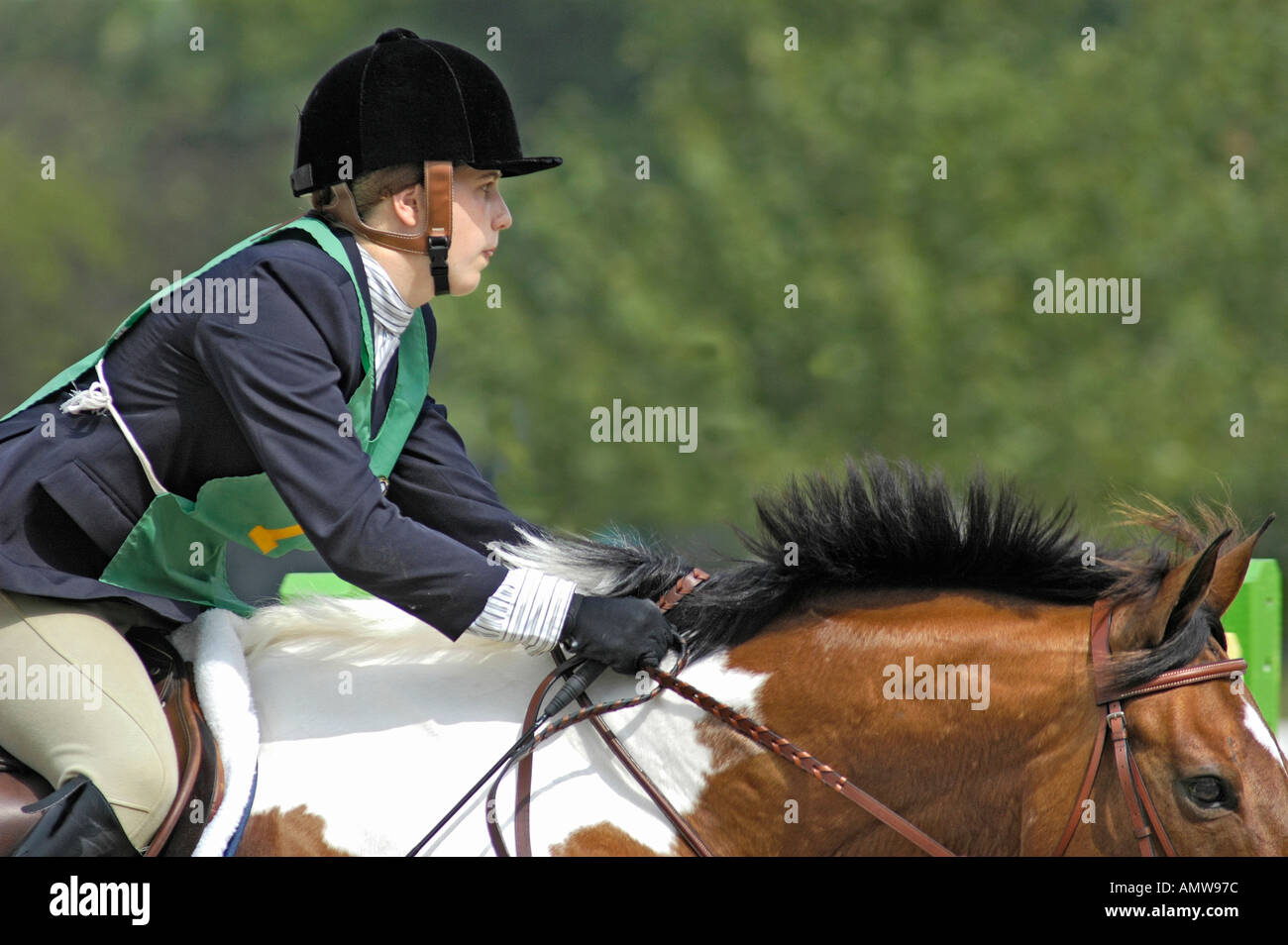 Girl riders and horses at Equestrian event Stock Photo - Alamy