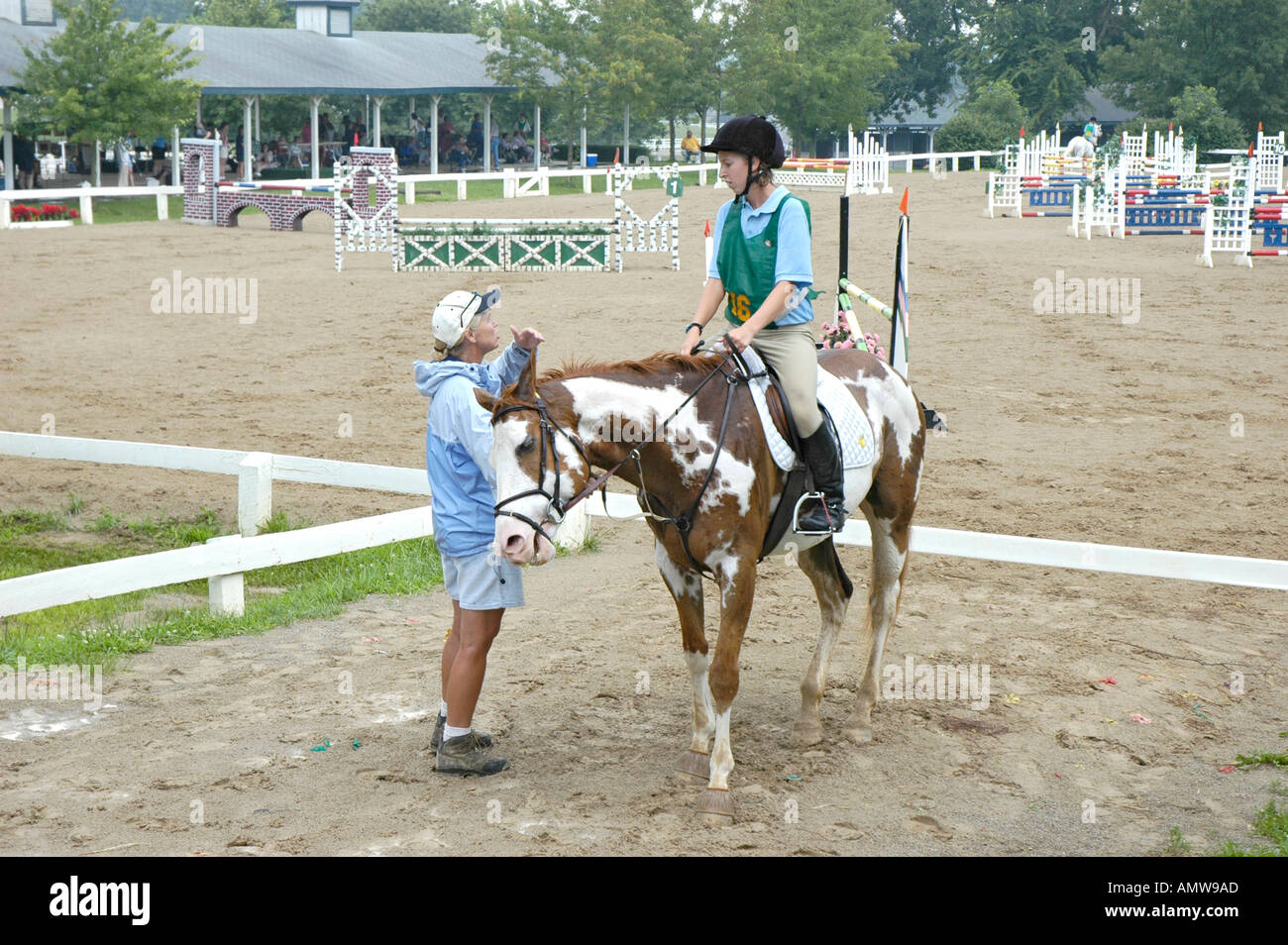 Girl riders and horses at Equestrian event Stock Photo - Alamy