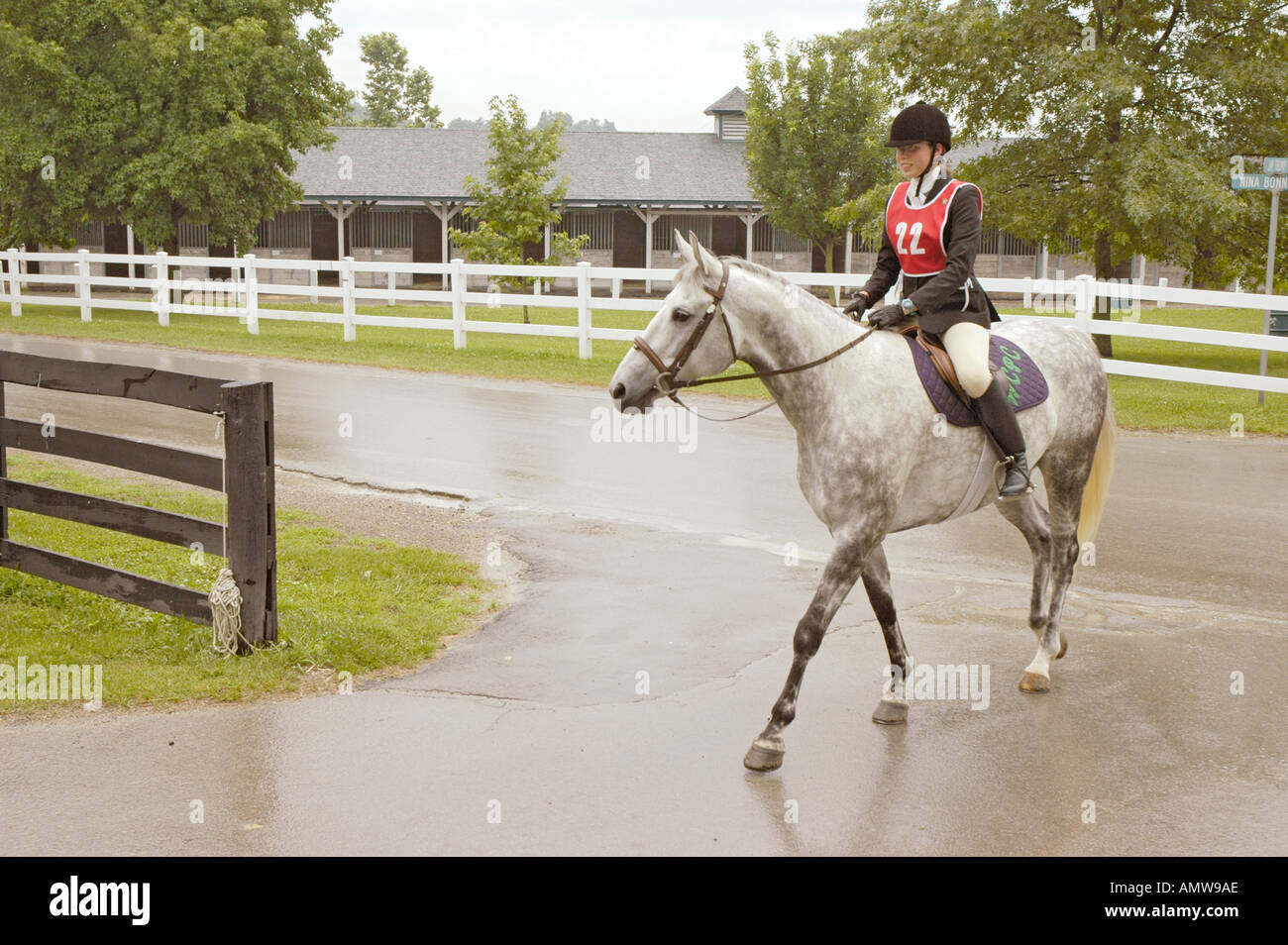 Girl riders and horses at Equestrian event Stock Photo - Alamy