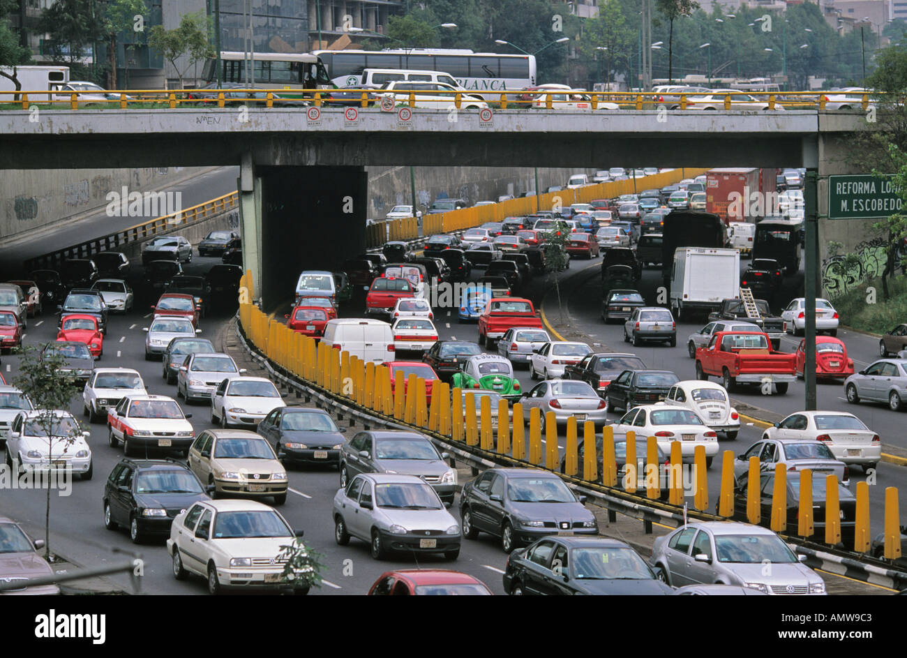 Heavy traffic congestion in the centre of Mexico City 2004 Mexico Stock ...