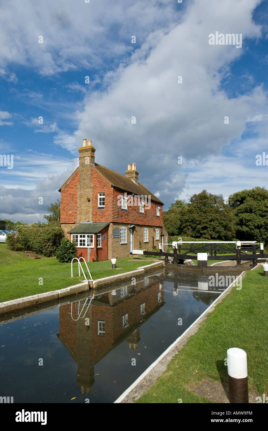 UK Surrey Wey river Stoke Lock Stock Photo - Alamy