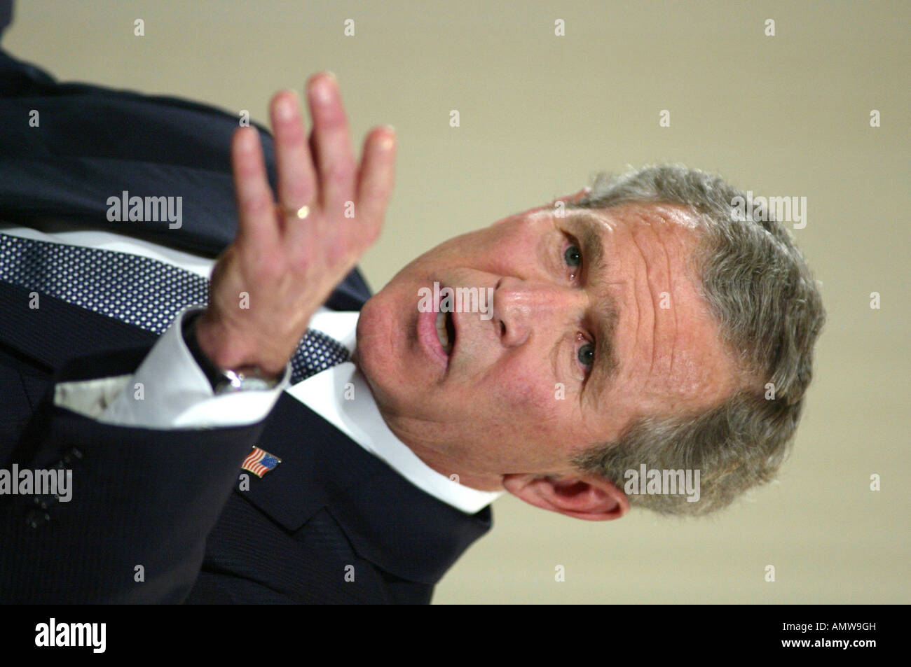 President GW Bush at a press conference in the East Room of the White ...