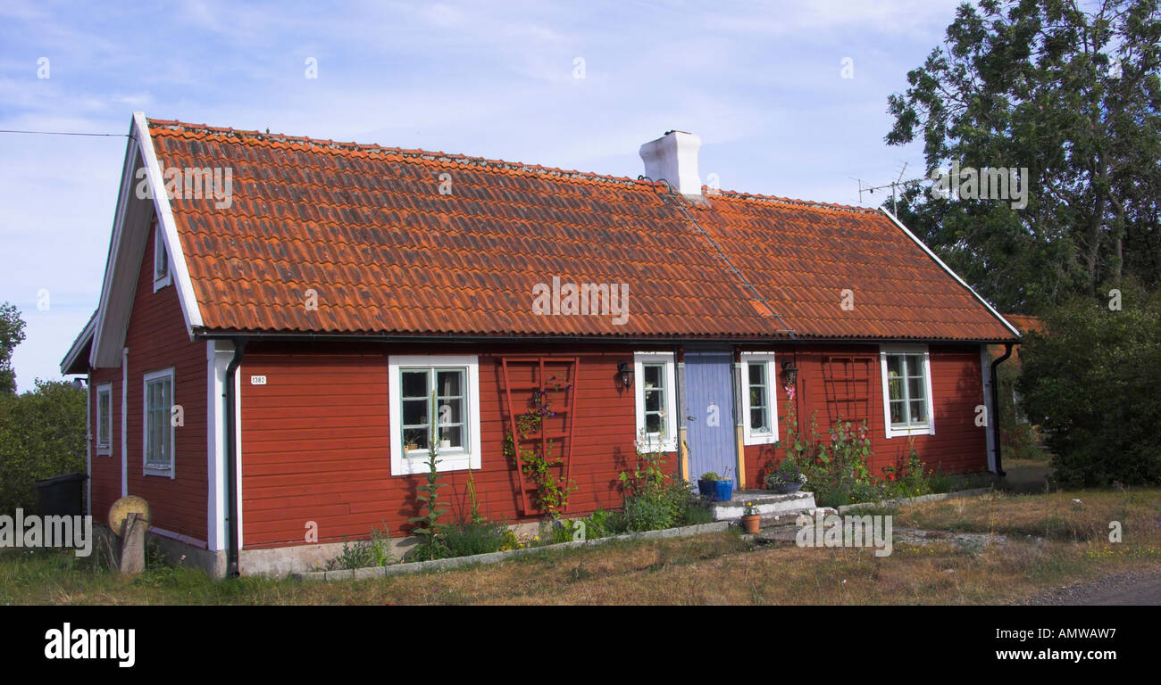 Swedish wooden house Stock Photo - Alamy