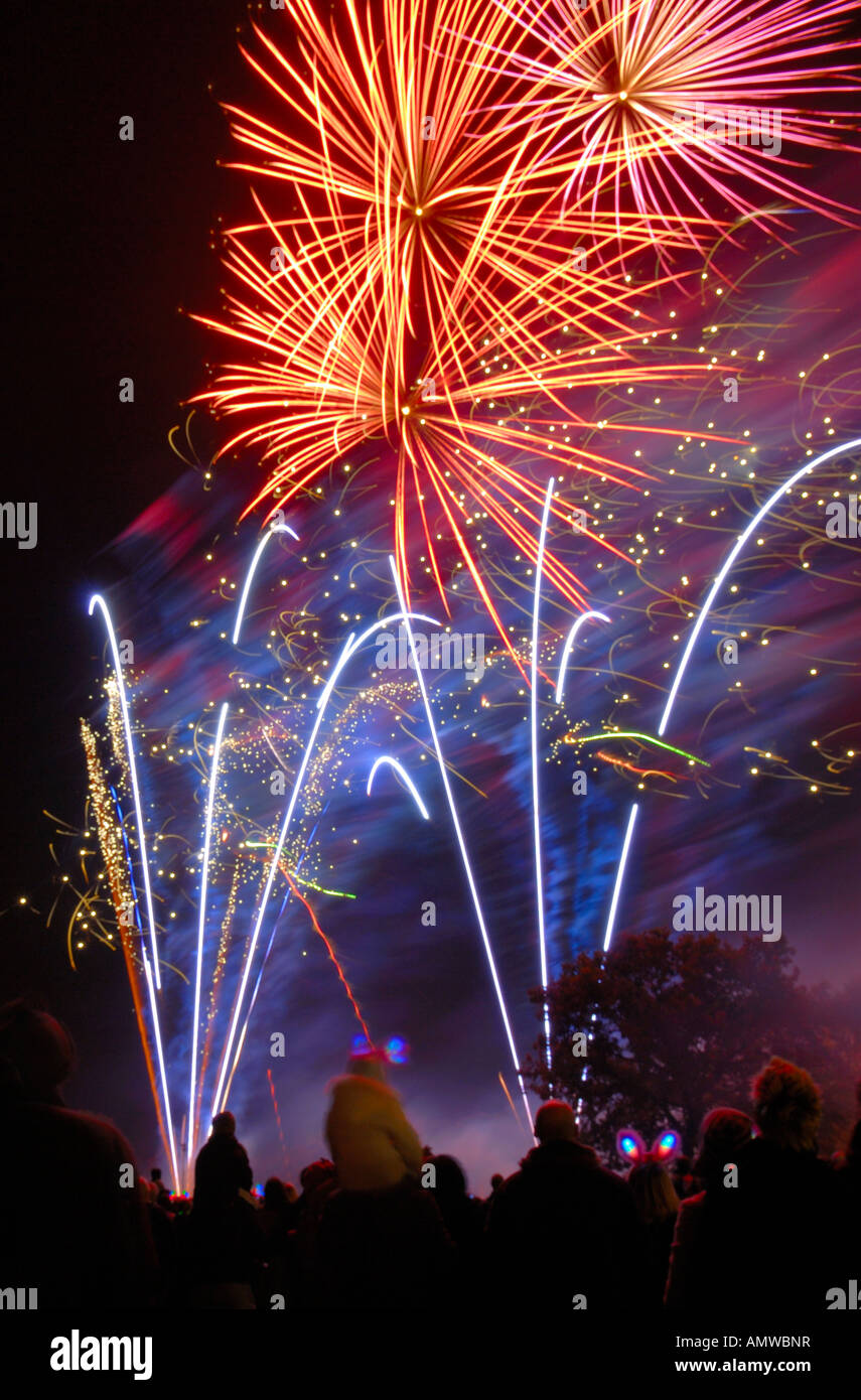 Crowd Watching Fireworks Display Stock Photo - Alamy