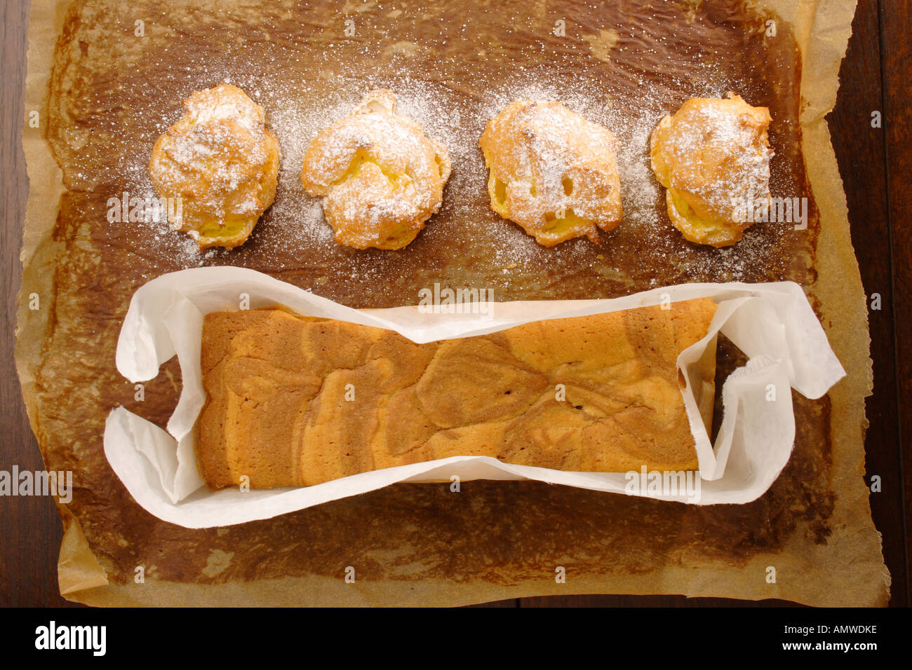Different pastries in top view Stock Photo - Alamy