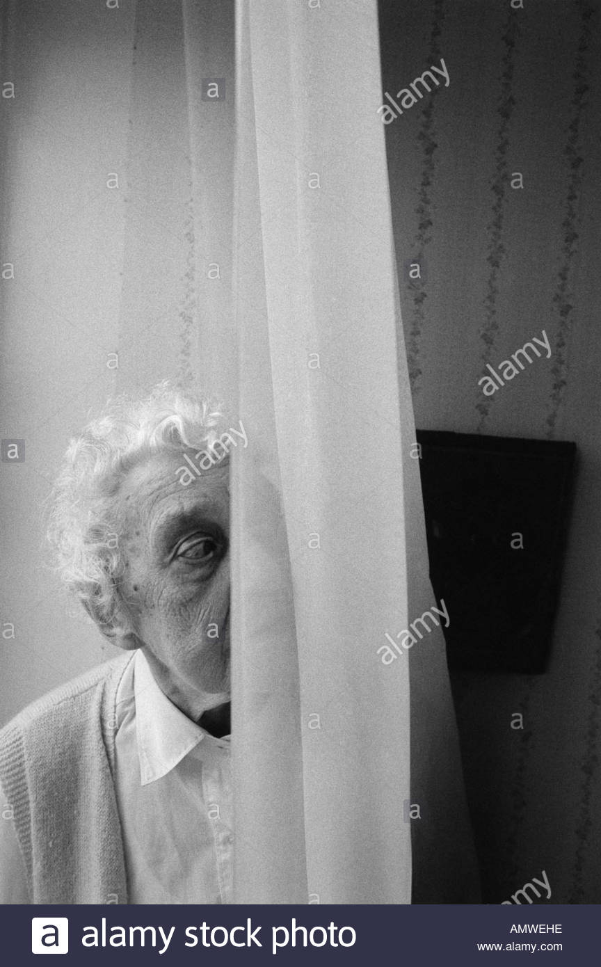 Woman Hiding Behind Curtain Stock Photos & Woman Hiding Behind Curtain ...