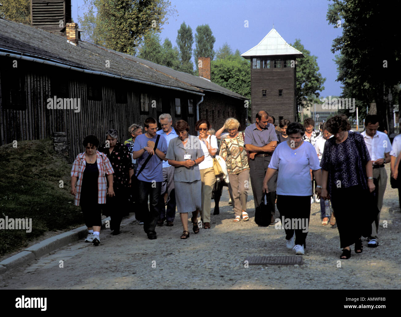 Tourists visiting the Auschwitz Concentration Camp Museum Stock Photo ...
