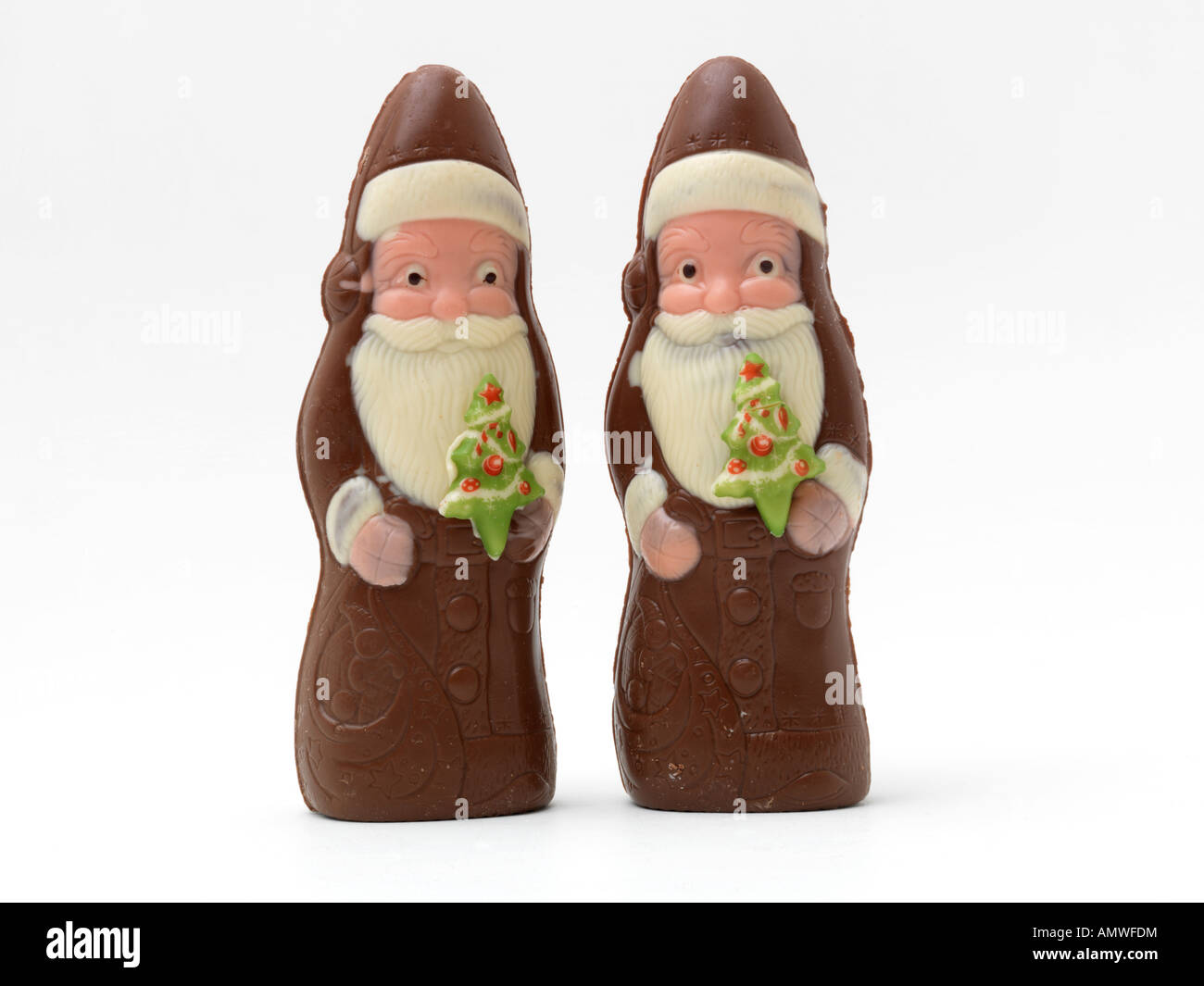 Two Chocolate Father Christmas Stock Photo - Alamy