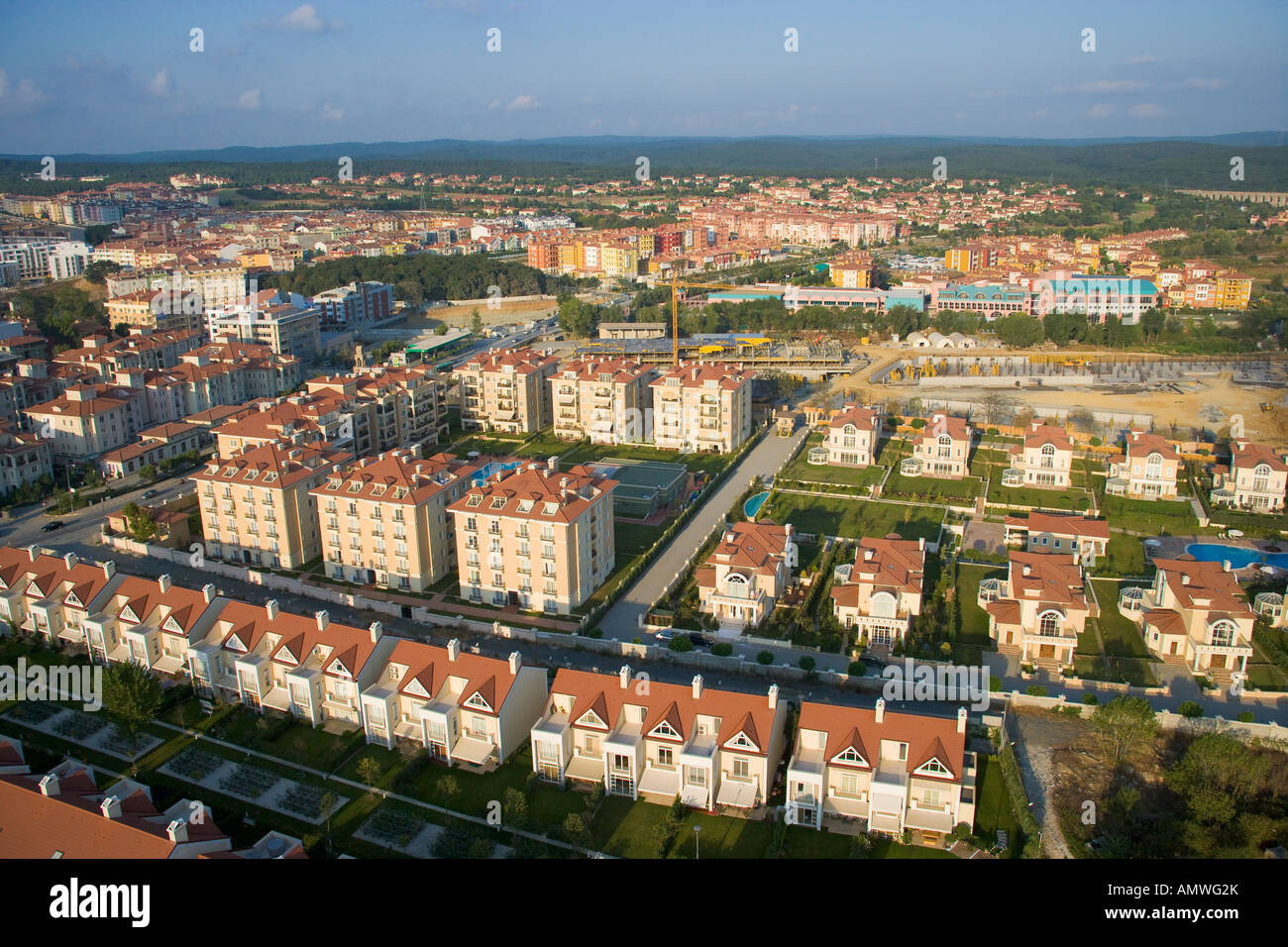Housing in Gokturk Kemerburgaz aerial Istanbul Turkey Stock Photo - Alamy