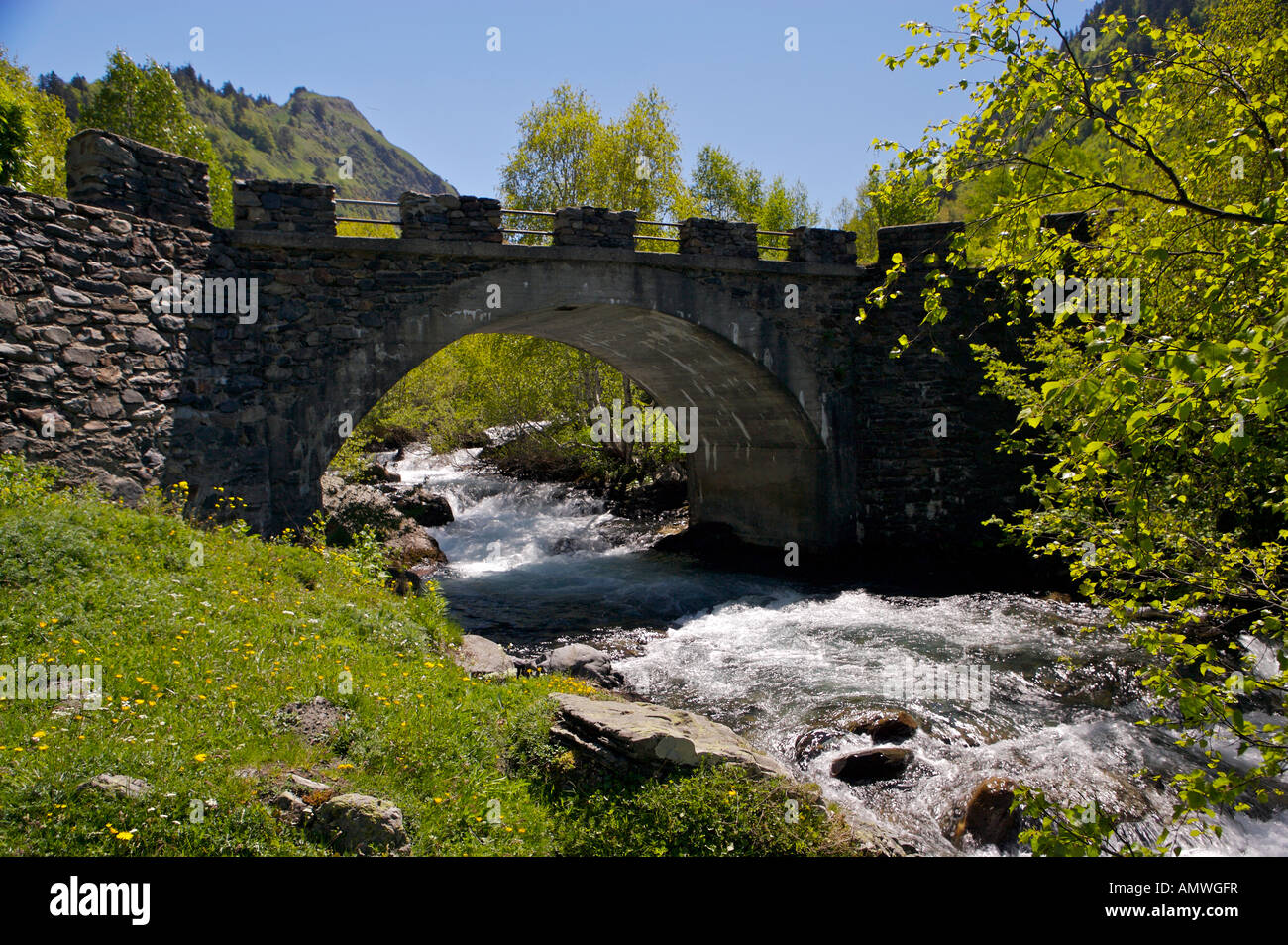 Bridge over the River, Arriu de Varrades near Sauth deth pish, Vall d ...
