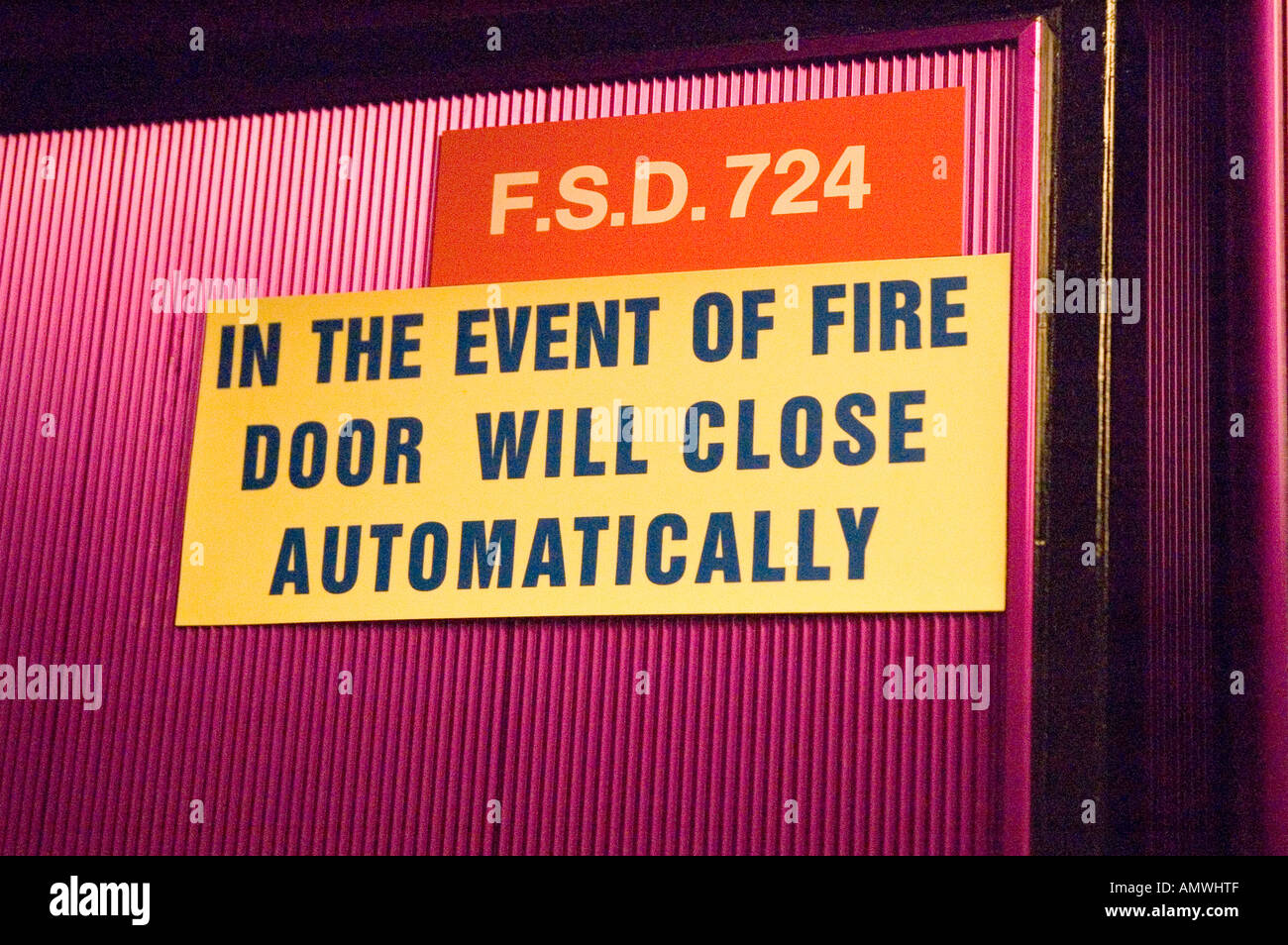 Cruise ship warning sign fire warning safety door Stock Photo - Alamy