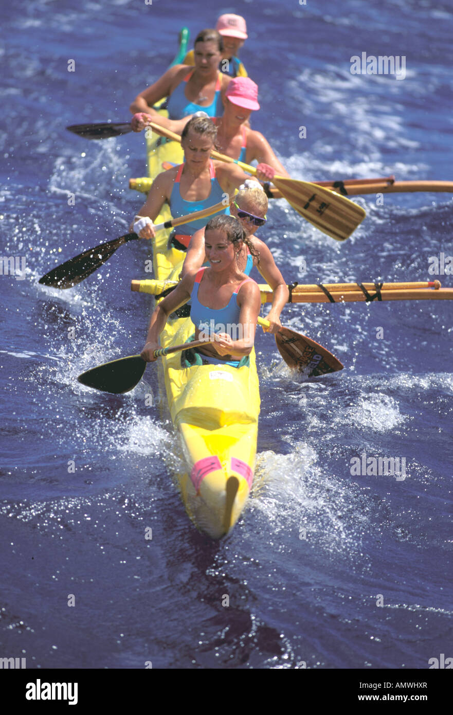 USA, Hawaiian Islands. Women racing in an outrigger Stock Photo - Alamy
