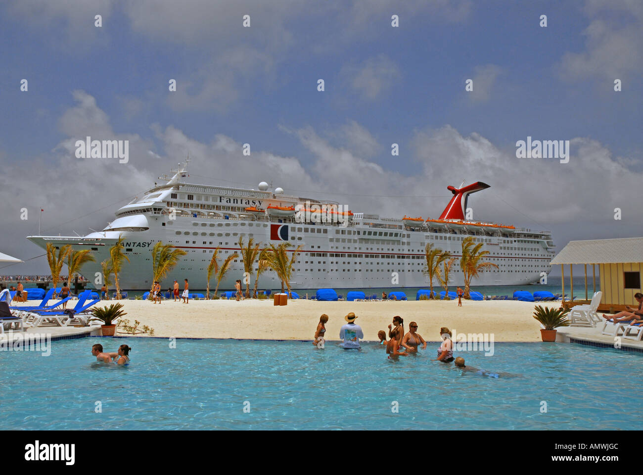 Grand Turk Island Caribbean Islands tourists in swimming pool cruise ...