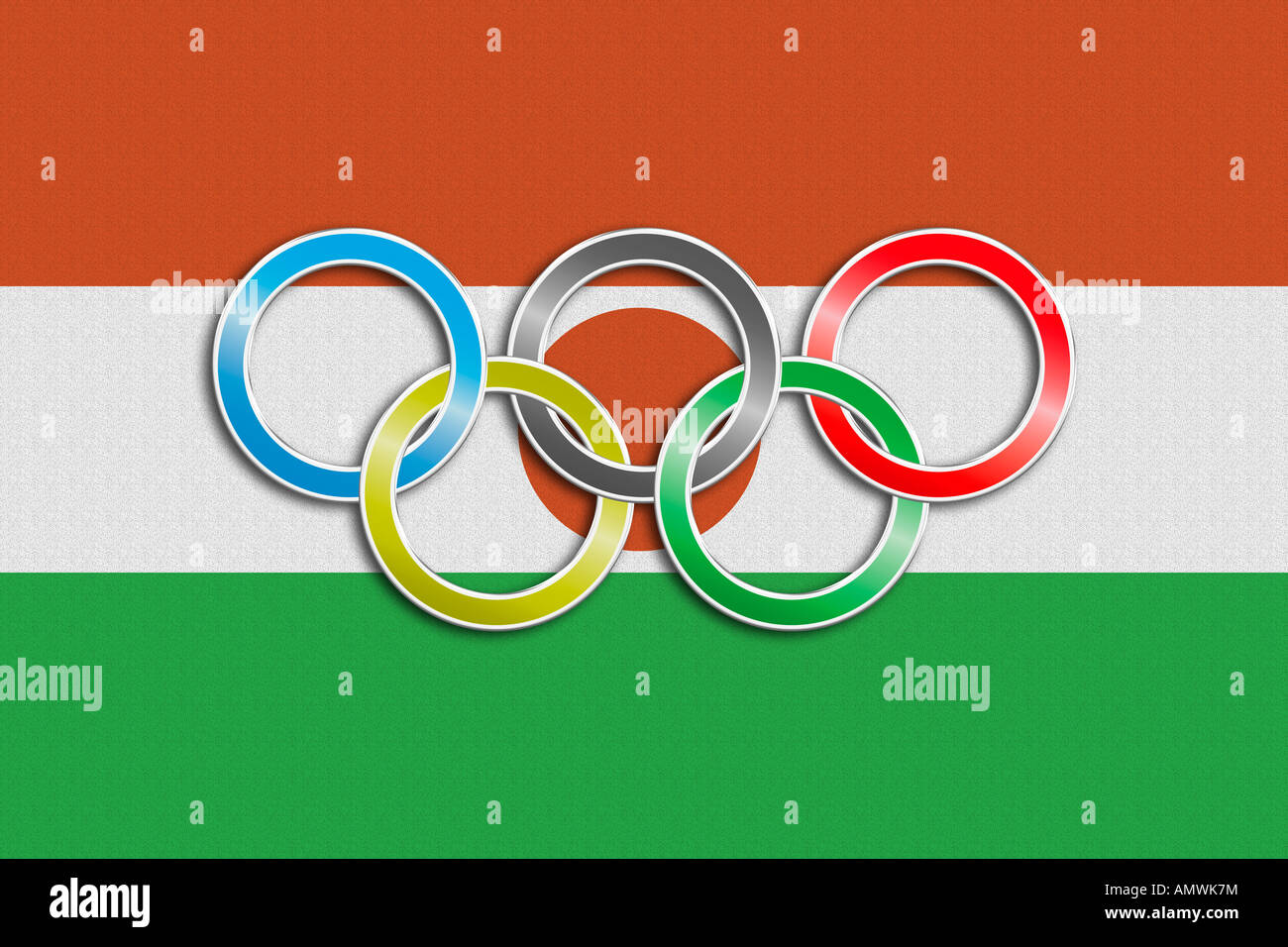 Flag of Niger with olympic symbol Stock Photo - Alamy
