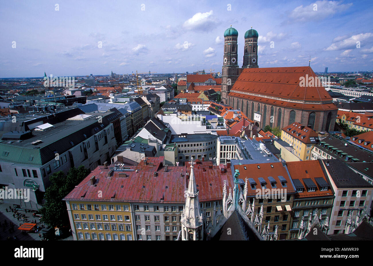 Germany Bavaria Munich City Skyline dominated with the Frauenkirche ...