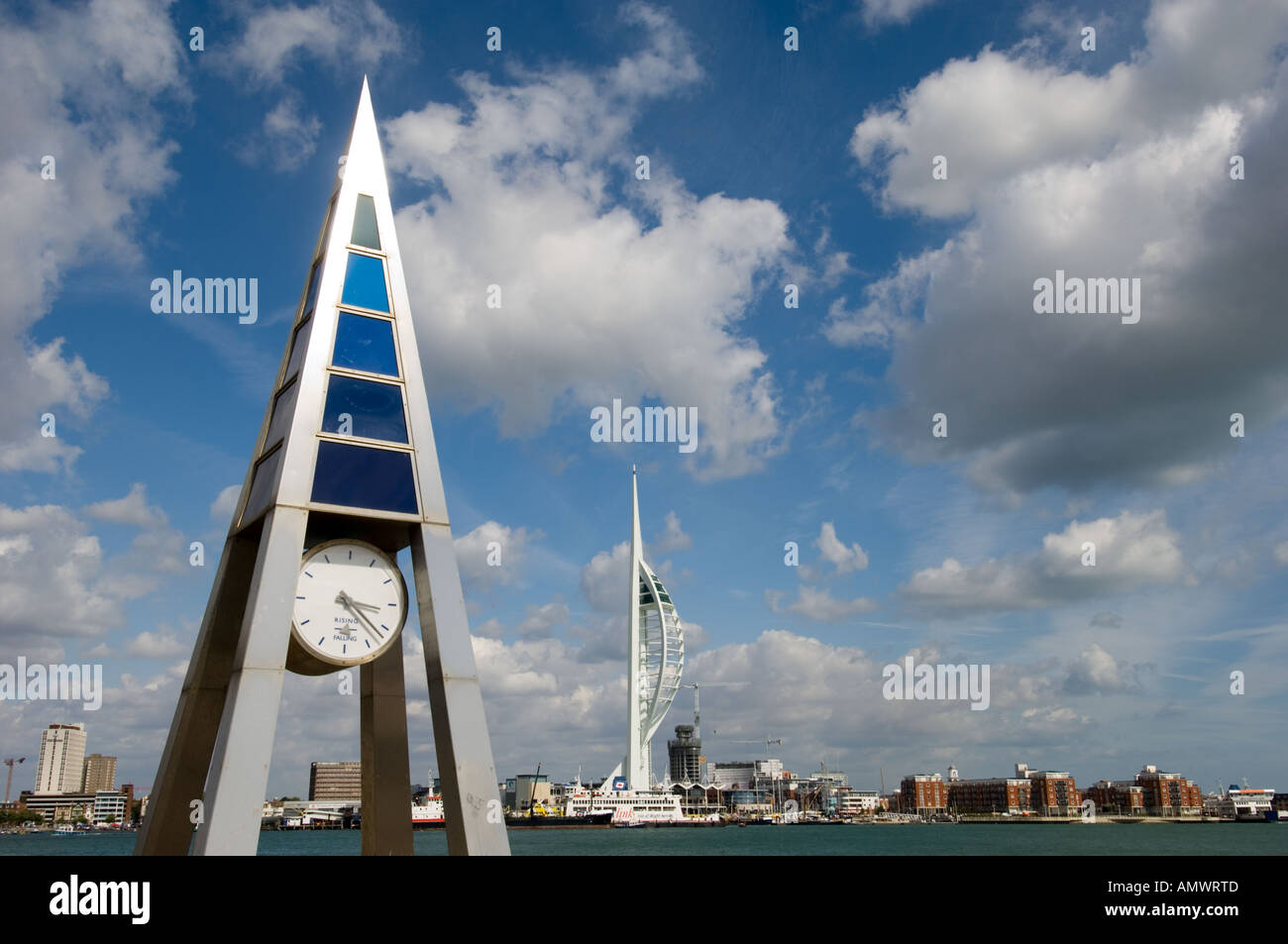 spinnaker tower Portsmouth viewed from the tide clock at Gosport Stock ...