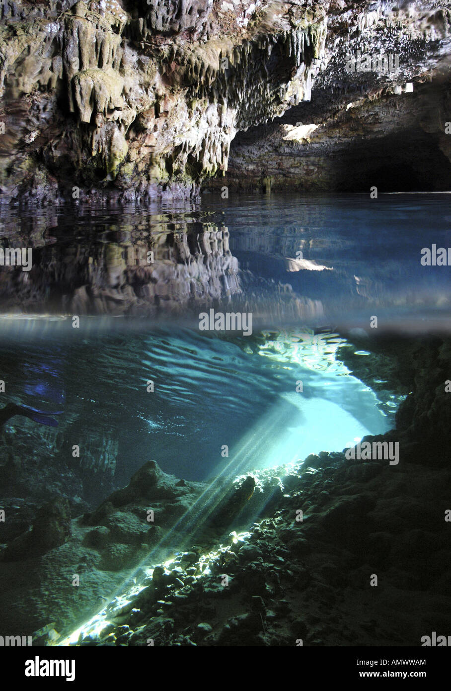 limestone cave, semi-underwater, Croatia, Kroatien NP, Zuljana Stock ...