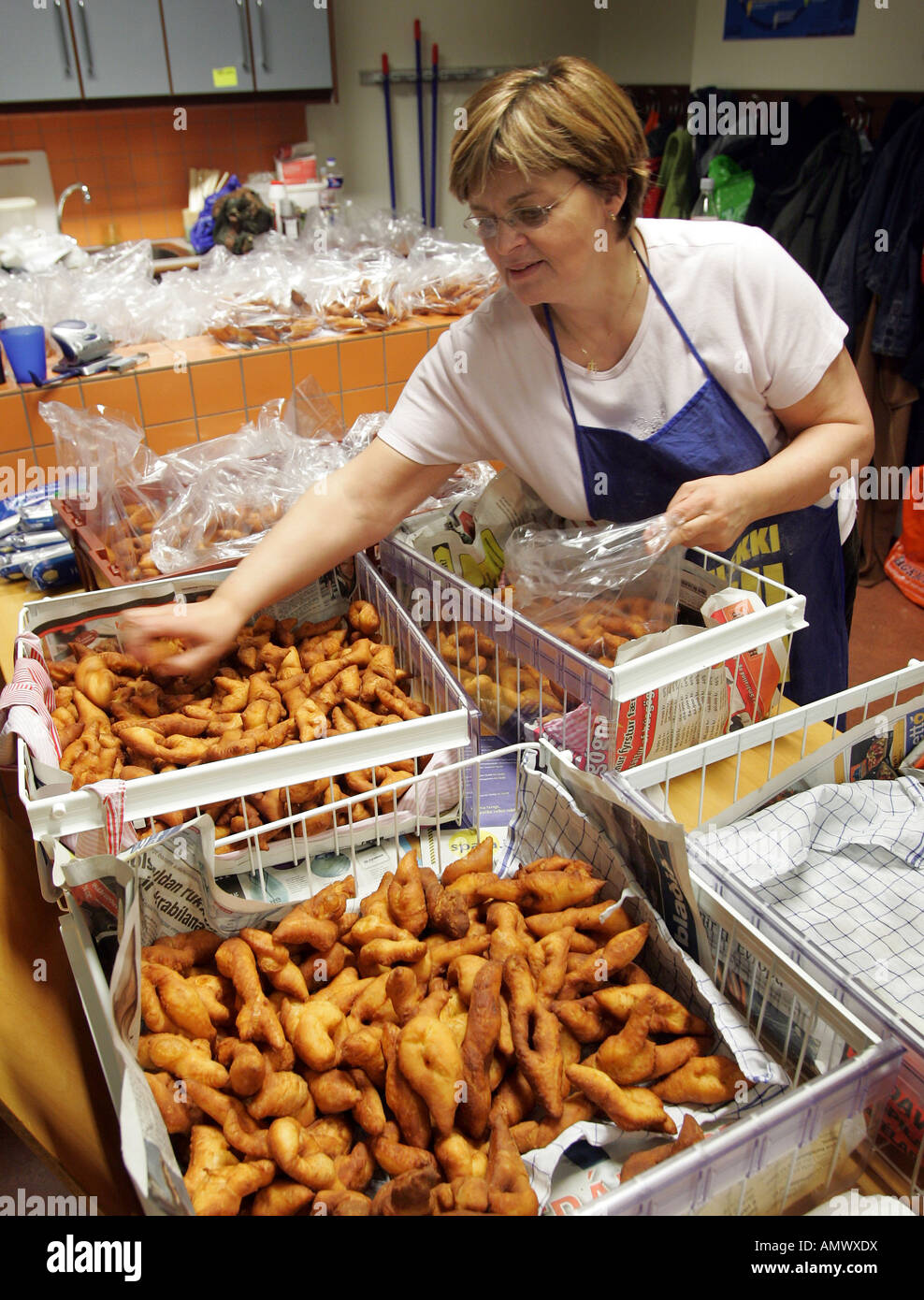 Making of Kleinurtraditional Icelandic fried cakes. Iceland Stock Photo ...