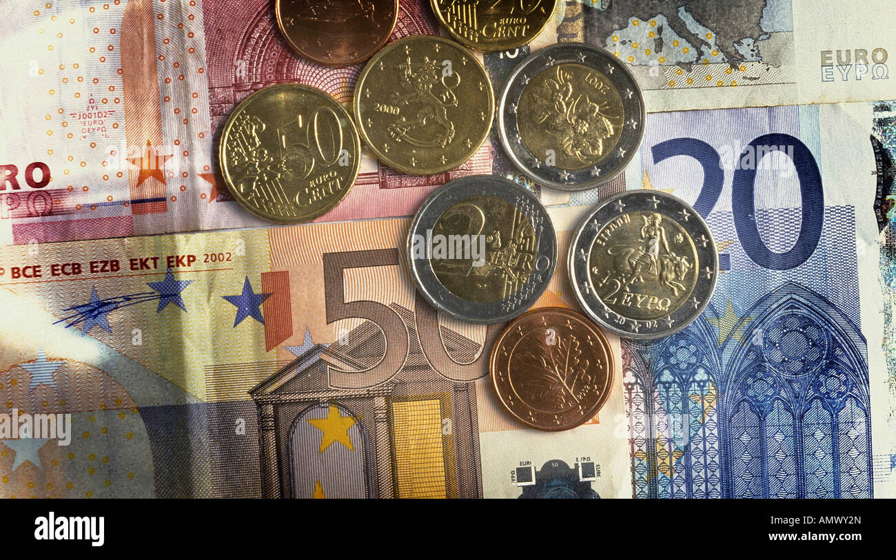 Money euro notes and coins hi-res stock photography and images - Alamy