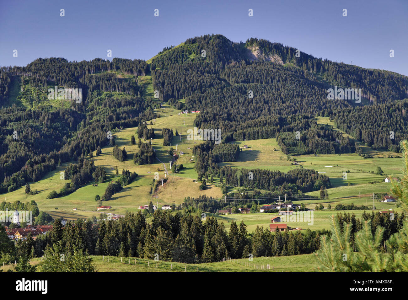 view to Alpspitz mountain, Germany, Bavaria, Allgaeu, Nesselwang Stock ...